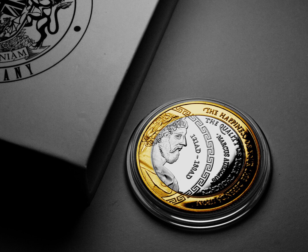 Marcus Aurelius Stoic/stoicism Dual Metal Silver & 24ct Gold ...