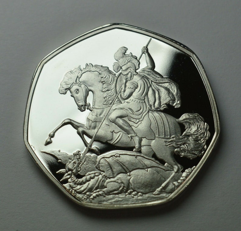 Full Colour St GEORGE and the DRAGON Silver Commemorative. Patron Saint ...