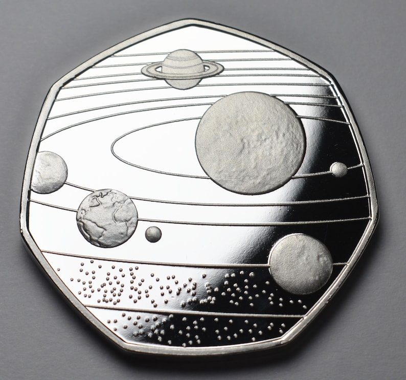 Pair of SOLAR SYSTEM Commemoratives in Free Standing 50p Coin Display ...