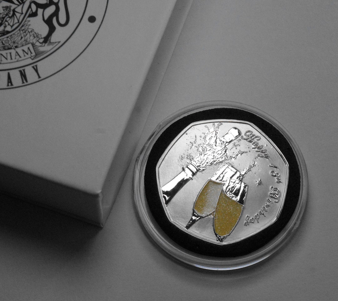 18th Birthday Silver Commemorative in Gift Box. Colour/epoxy/resin/gift ...