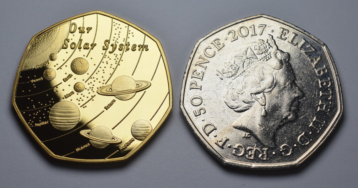 Pair of SOLAR SYSTEM Commemoratives in free standing 50p Coin | Etsy