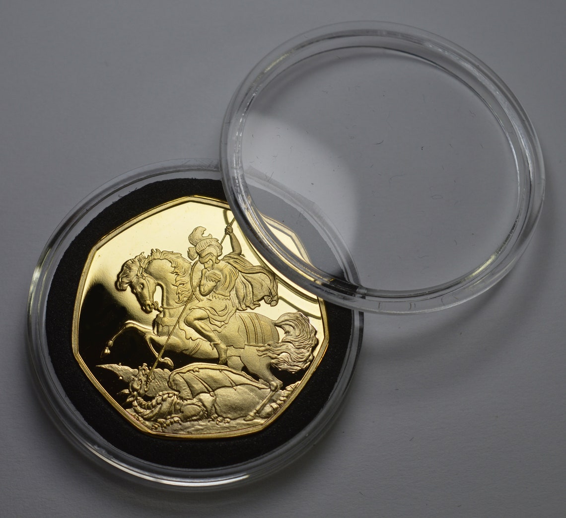 ST George and the Dragon 24ct Gold Commemorative in Capsule. | Etsy