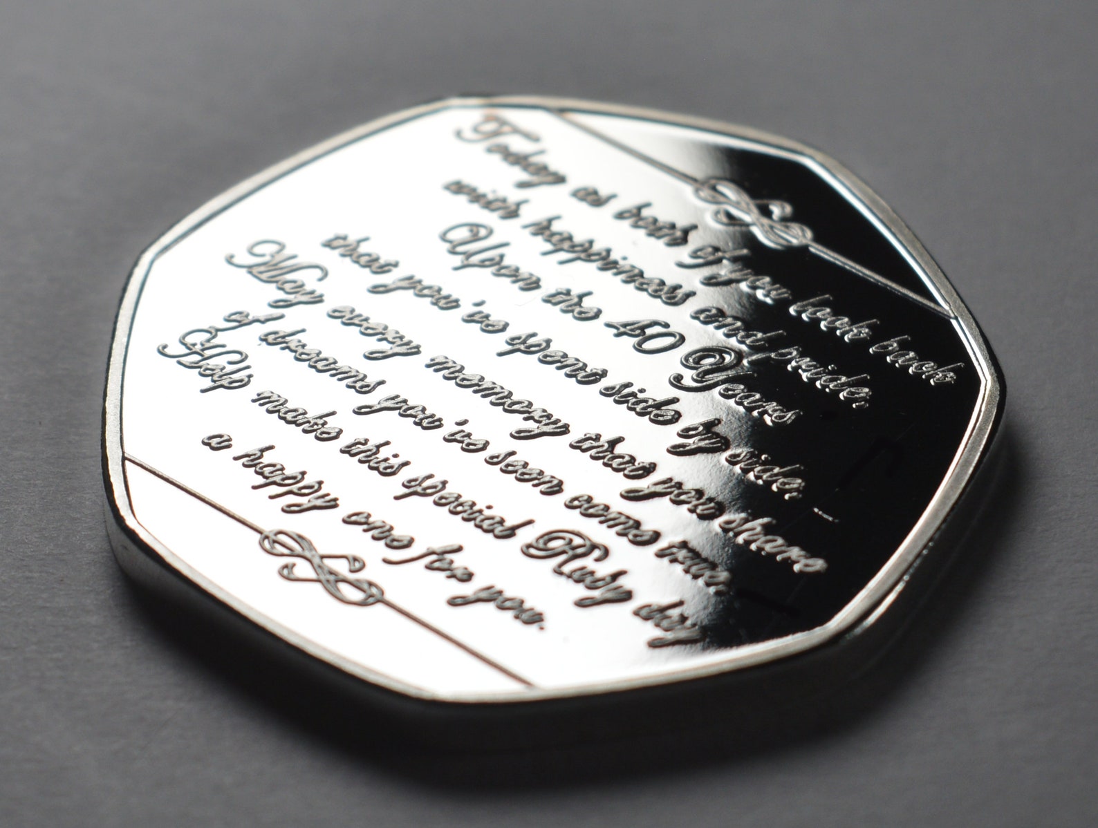 40th RUBY WEDDING ANNIVERSARY Silver Commemorative With Inlaid | Etsy