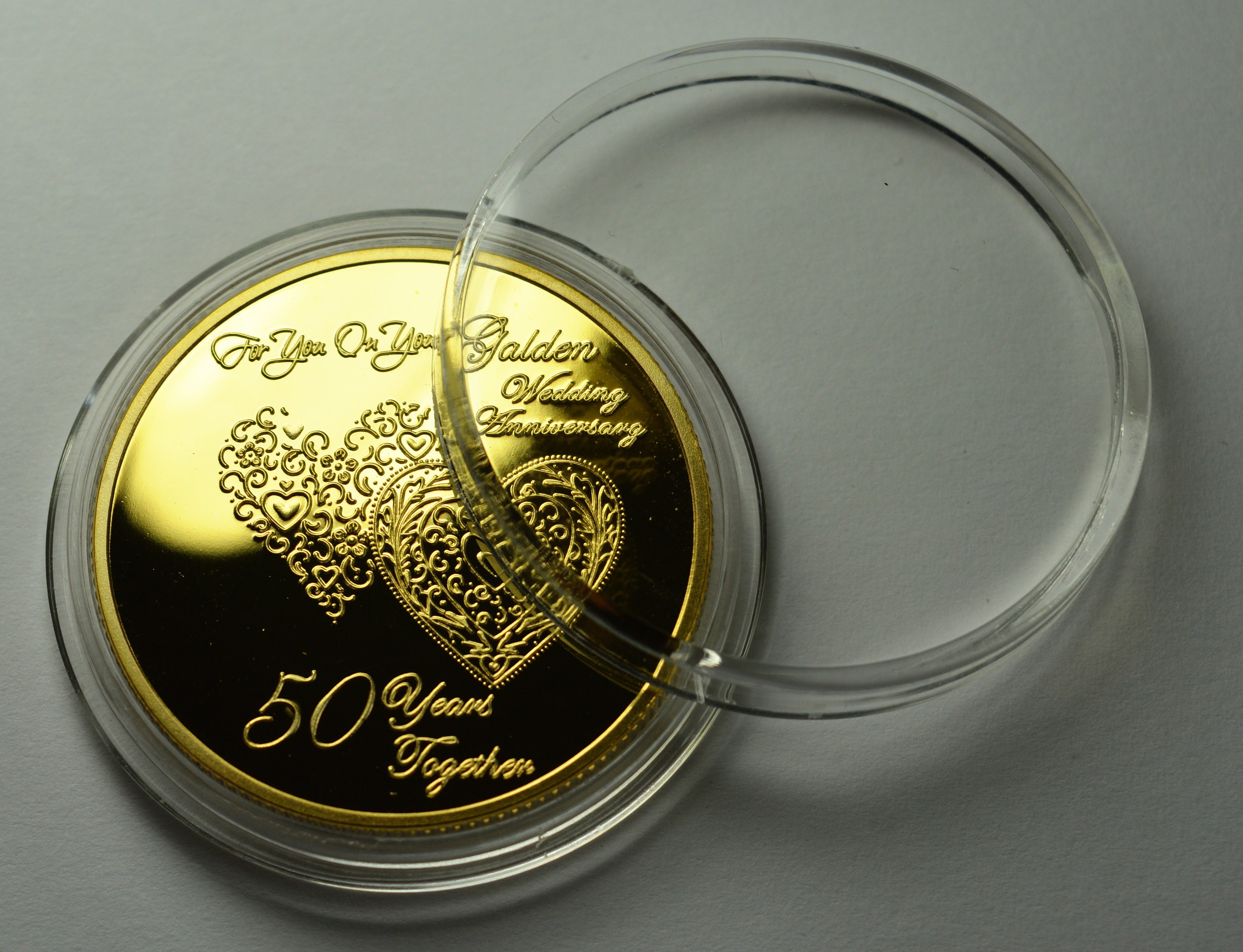 50th GOLDEN WEDDING ANNIVERSARY 24ct Gold Commemorative. Gift/present ...