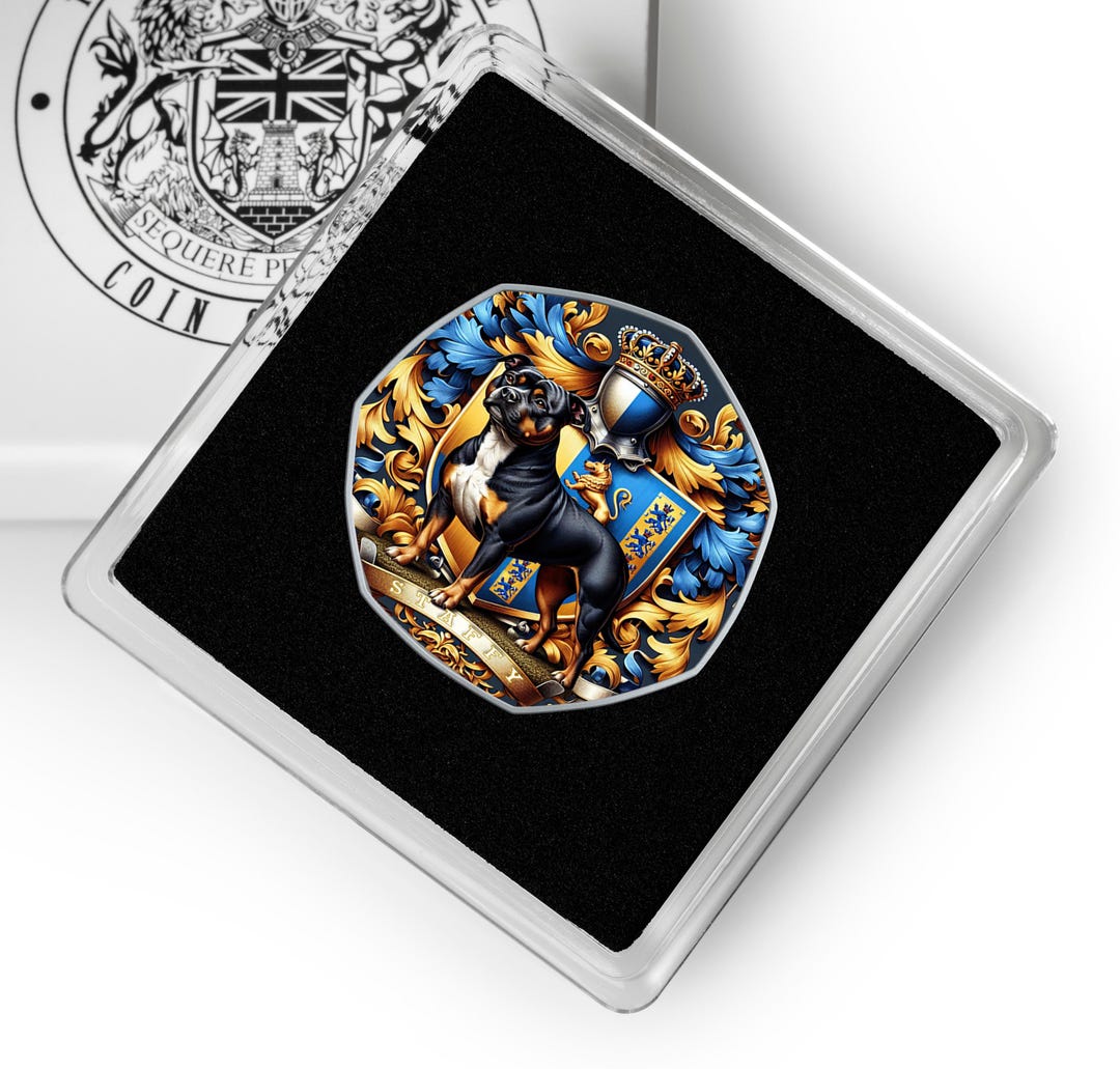 STAFFORDSHIRE BULL TERRIER Full Colour Silver Commemorative Coin in ...