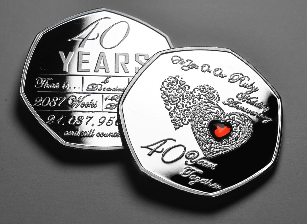 For You on Our 40th RUBY WEDDING ANNIVERSARY Commemorative. Inlaid ...