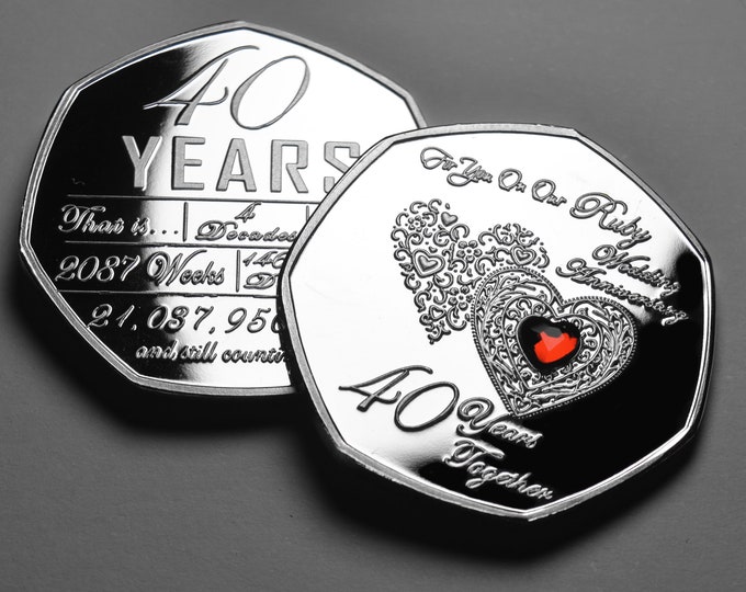 Ruby Wedding Anniversary Number Card WWAN40 - Etsy