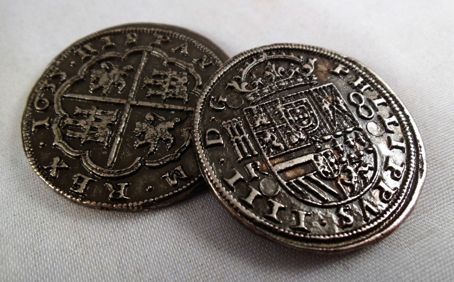 Stunning Pair of Large Spanish Silver Pieces of Eight - Coins/pirates ...