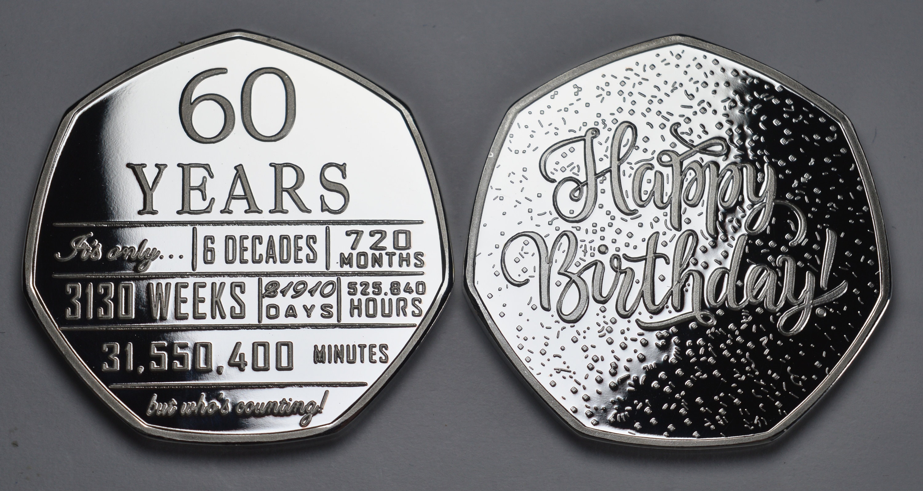 60th Birthday Silver Commemorative. Gift/present - Etsy UK