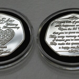 25th SILVER WEDDING ANNIVERSARY Silver Commemorative in Capsule. Gift ...