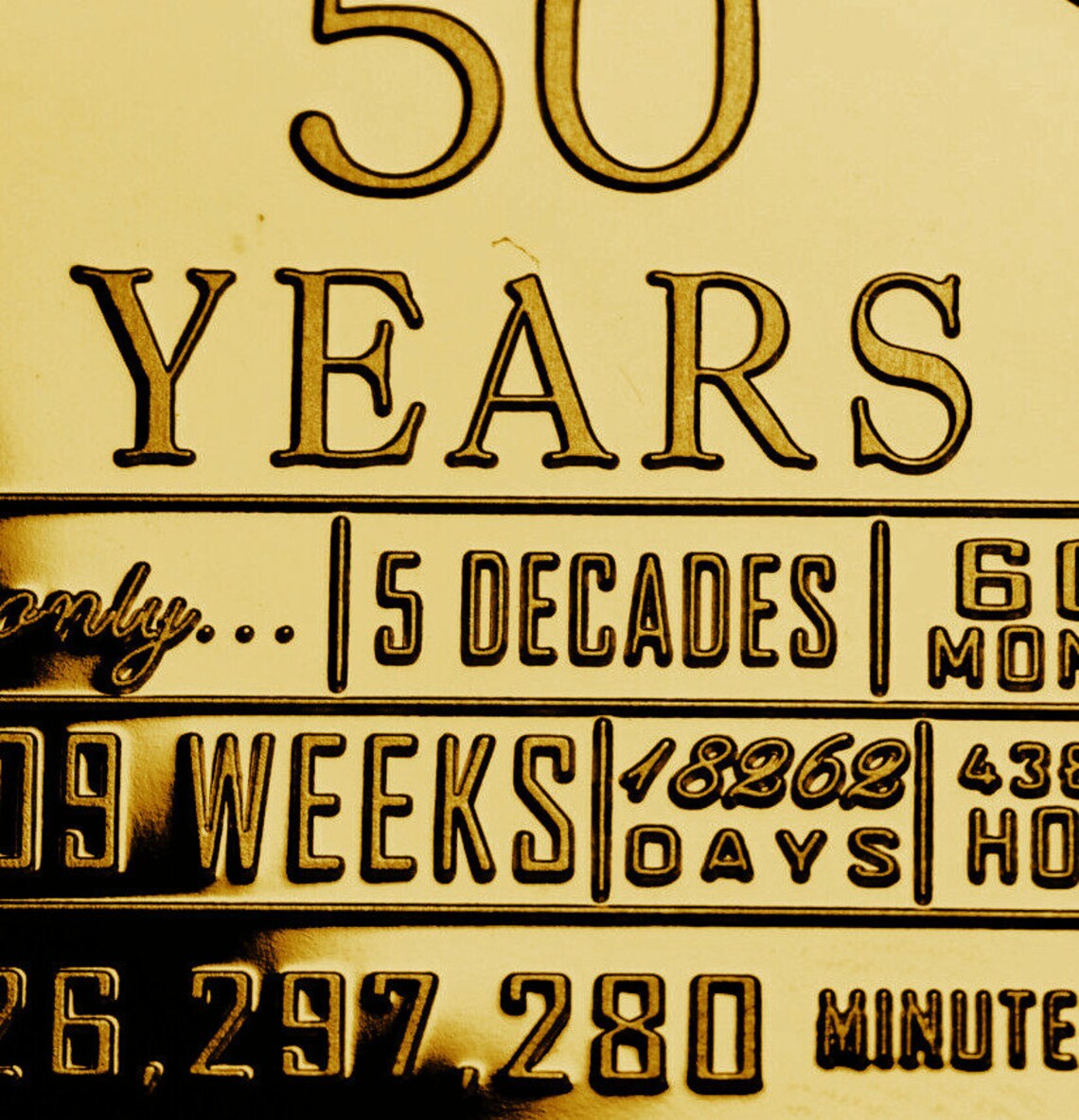 50th Birthday 24ct Gold Commemorative in Gift Box. Gift/present ...