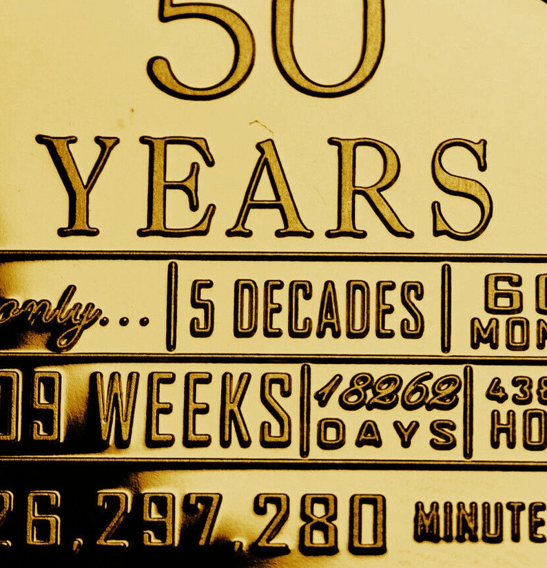 50th Birthday 24ct Gold Commemorative in Gift Box. Gift/present ...