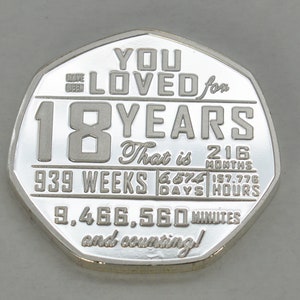 18th Birthday Silver Commemorative in Capsule. Gift/present ...