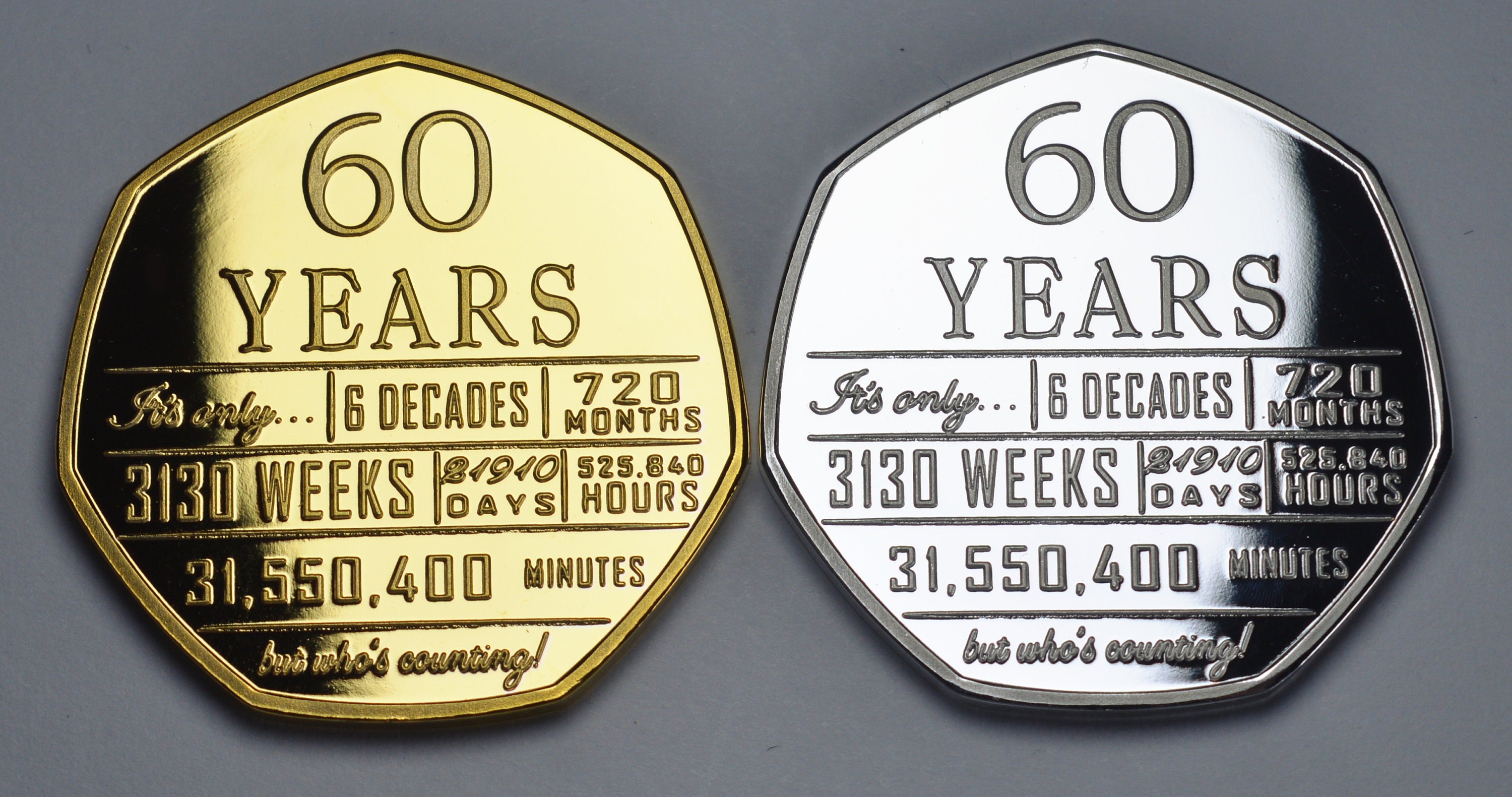 Pair of 60th Birthday Silver & 24ct Gold Commemoratives. | Etsy