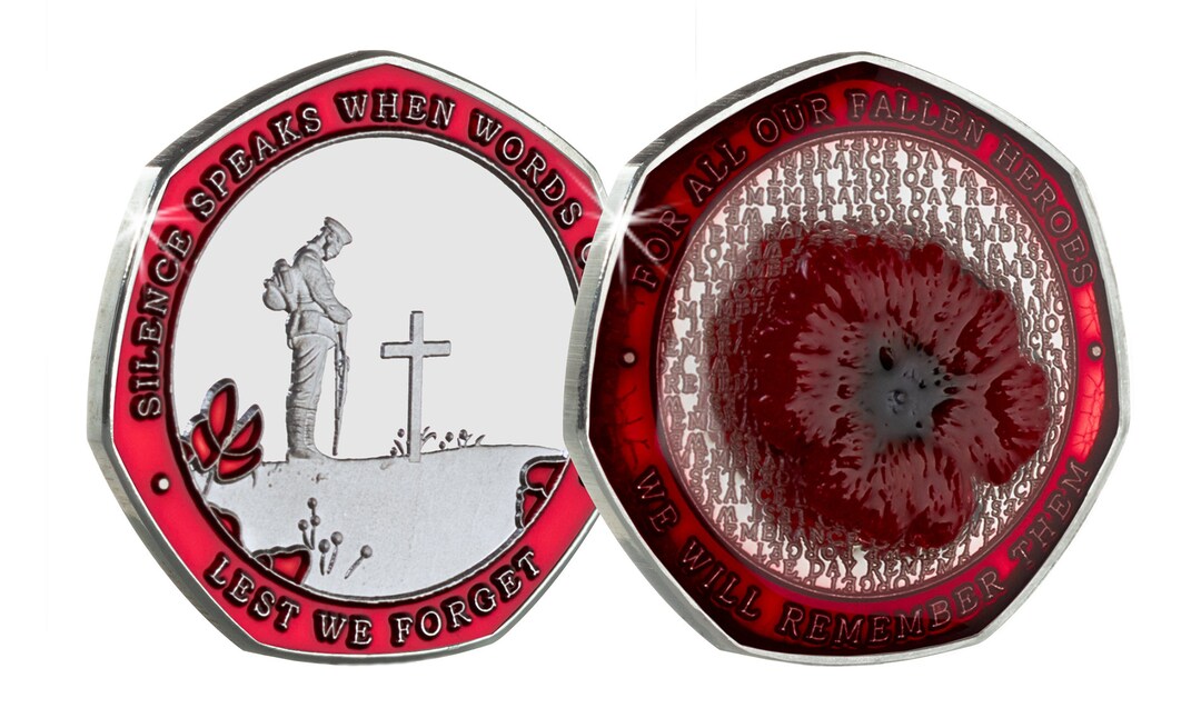 Armistice/remembrance Commemorative With Embroidered Poppy, Red Enamel ...