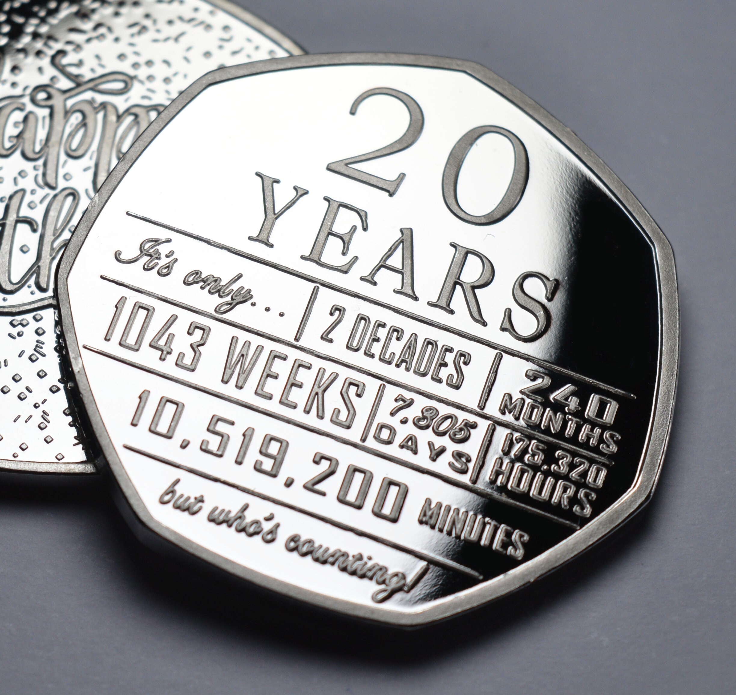20th Birthday Silver Commemorative. Gift/present Congratulations/party ...