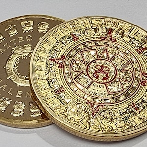 Aztec Calendar Collectable Coin/round. 24ct Gold, Colour, 40mm 30g ...