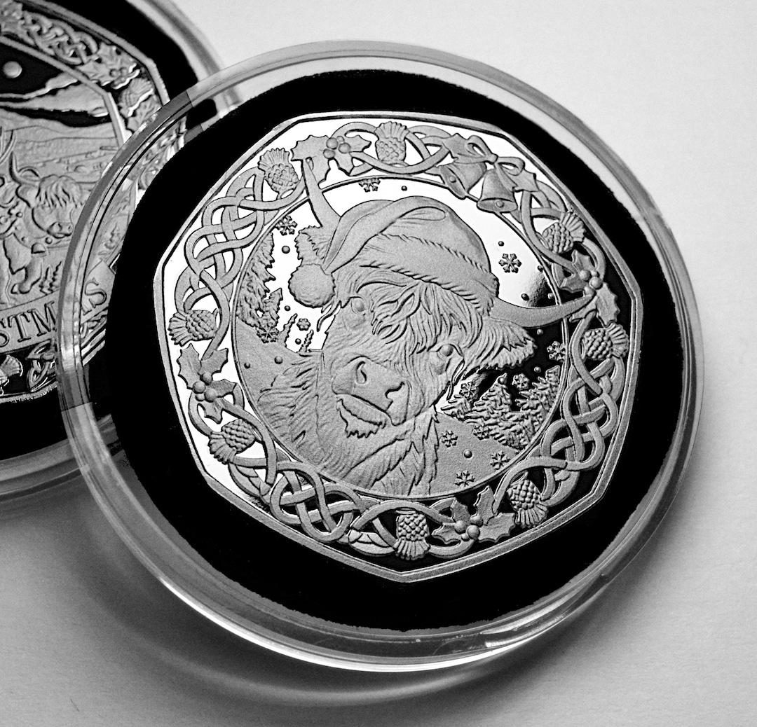 HIGHLAND COO Silver Commemorative Coin in Capsule. Merry Christmas/xmas ...