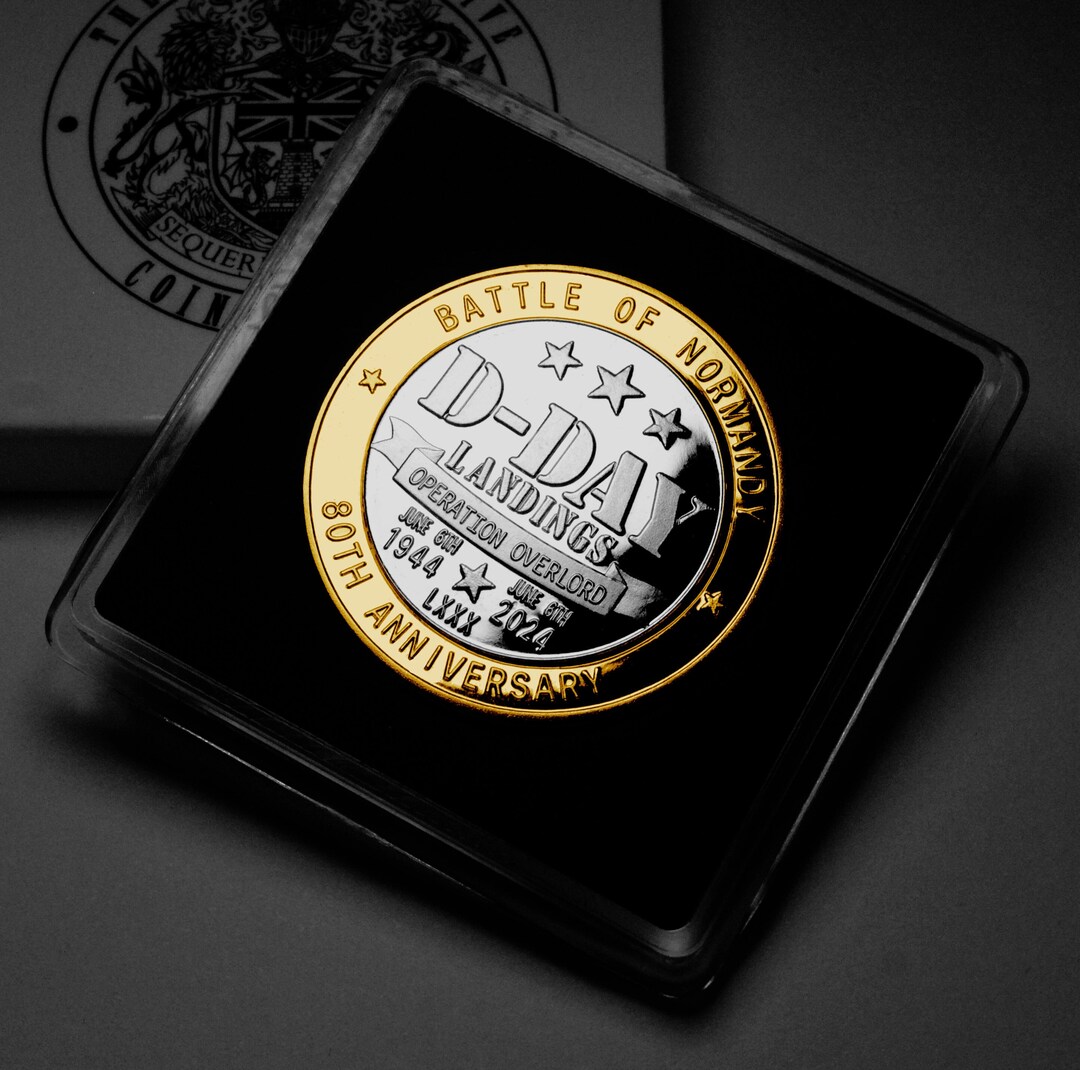 D-DAY LANDINGS 80th Anniversary Silver & 24ct Gold Commemorative Coin ...