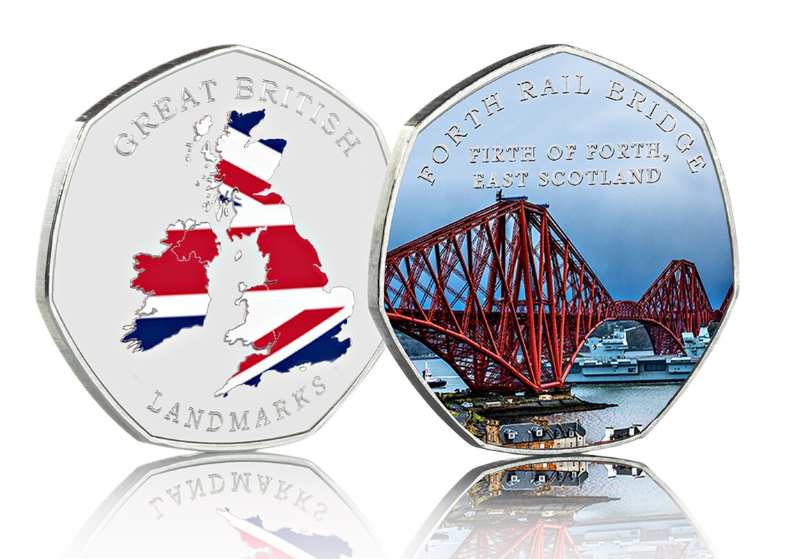 Forth Rail Bridge Full Colour Silver Commemorative Coin for | Etsy UK