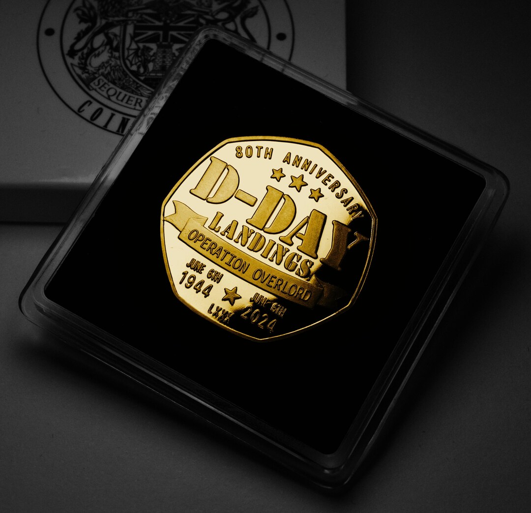 D-DAY LANDINGS 80th Anniversary 24ct Gold Commemorative Coin. Gift ...