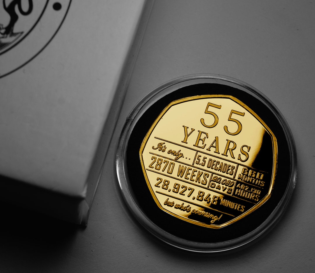 55th Birthday 24ct Gold Commemorative in Gift Box. Gift/present ...