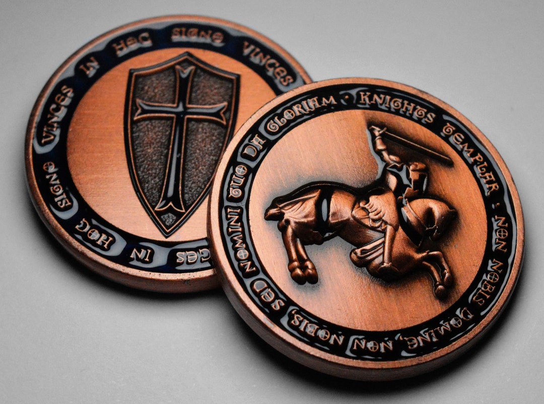 Masonic Knights Templar Antique Copper Commemorative Coin With Blue ...