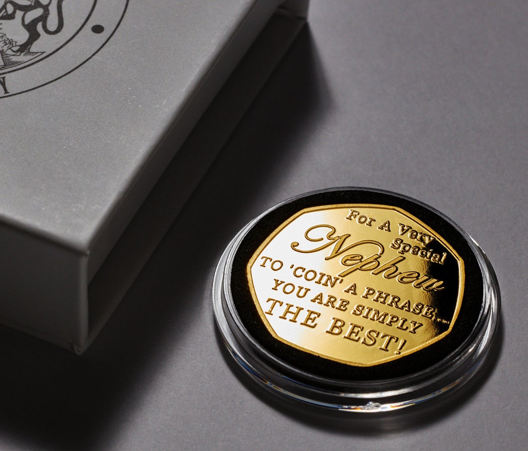 NEPHEW Birthday Commemorative in Gift Box. 'coin a Phrase'. Gift ...