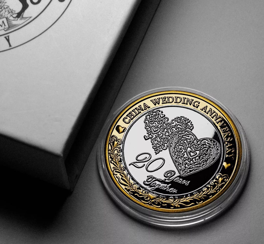 20th China Wedding Anniversary Dual Metal Commemorative. Gift Box. Gift ...