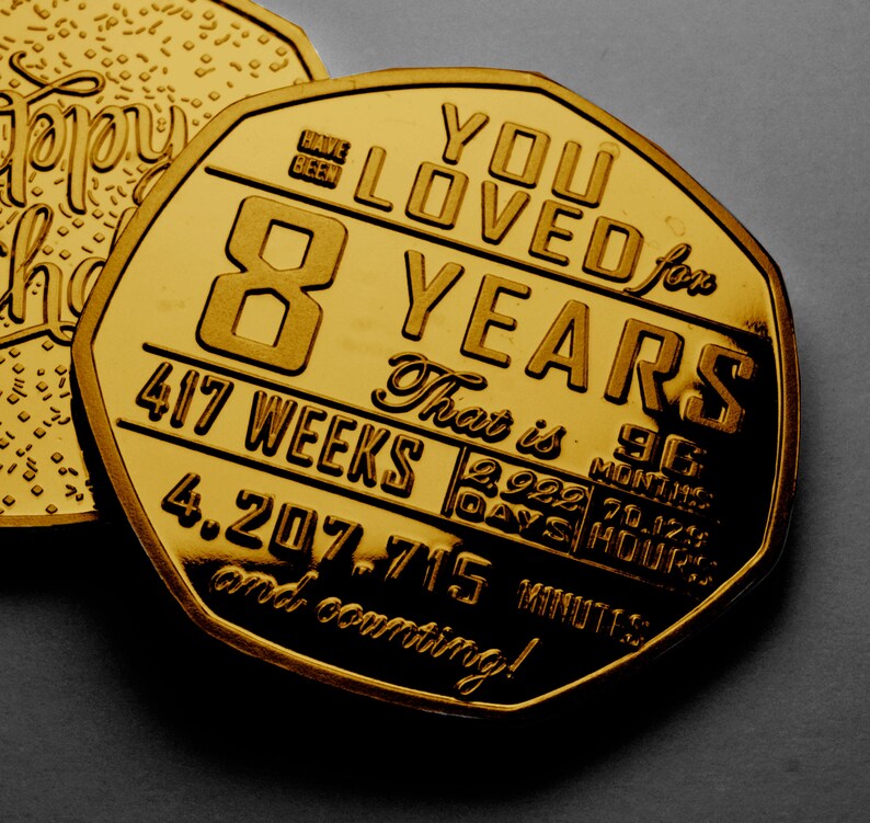 8th Birthday 24ct Gold Commemorative in Gift Box. Gift/present ...