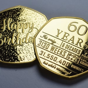 60th Birthday 24ct Gold Commemorative in Capsule. Gift/present ...
