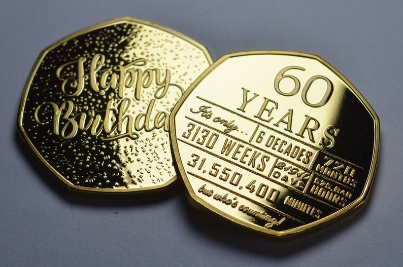 60th Birthday 24ct Gold Commemorative in Capsule. Gift/present ...