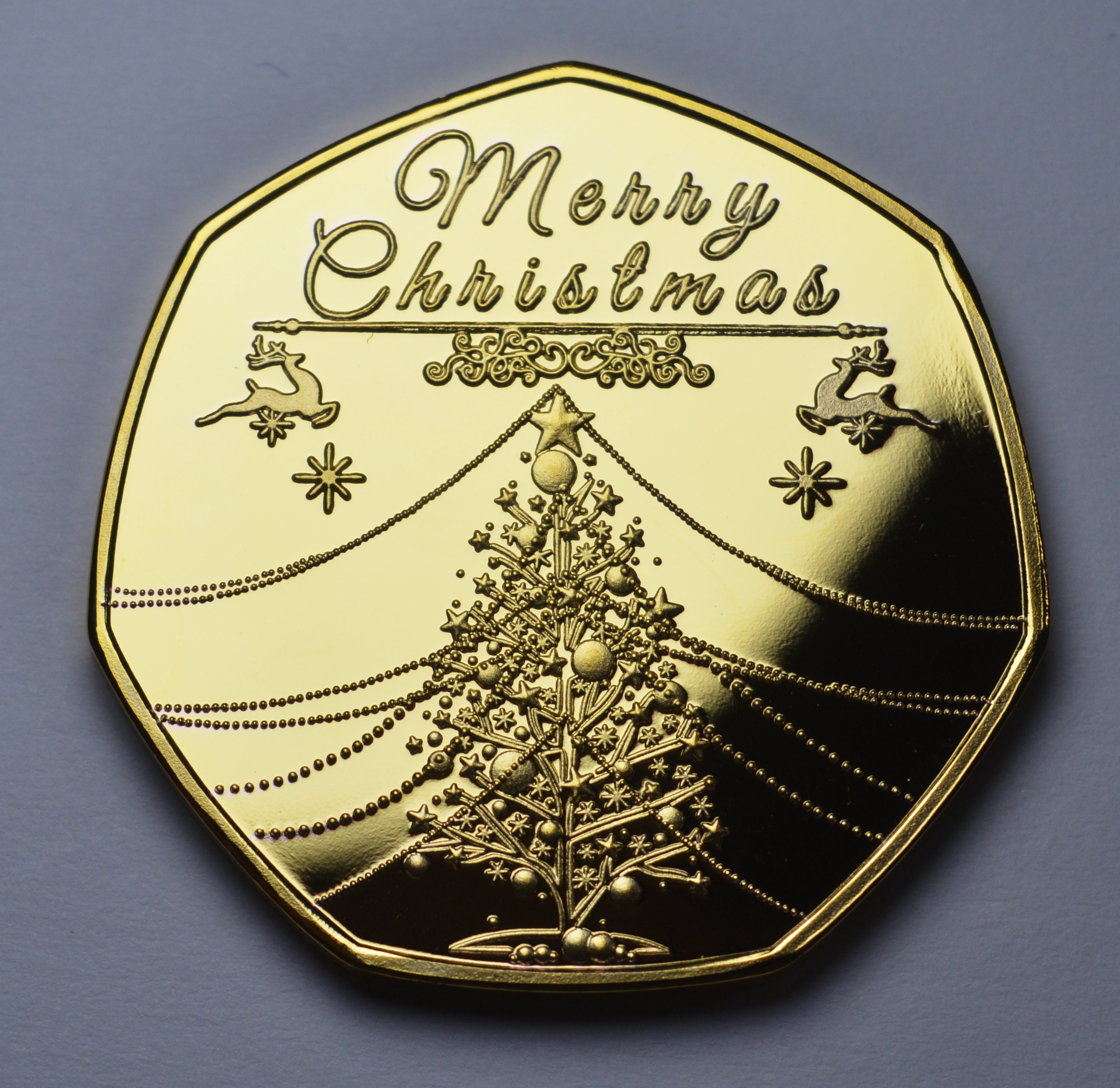 Pair of Boxed MERRY CHRISTMAS 24ct Gold Commemoratives in 50p Coin ...