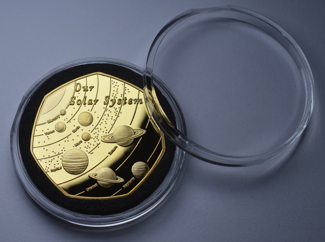 OUR SOLAR SYSTEM 24ct Gold Commemorative in Capsule. Planets/stars/sun ...