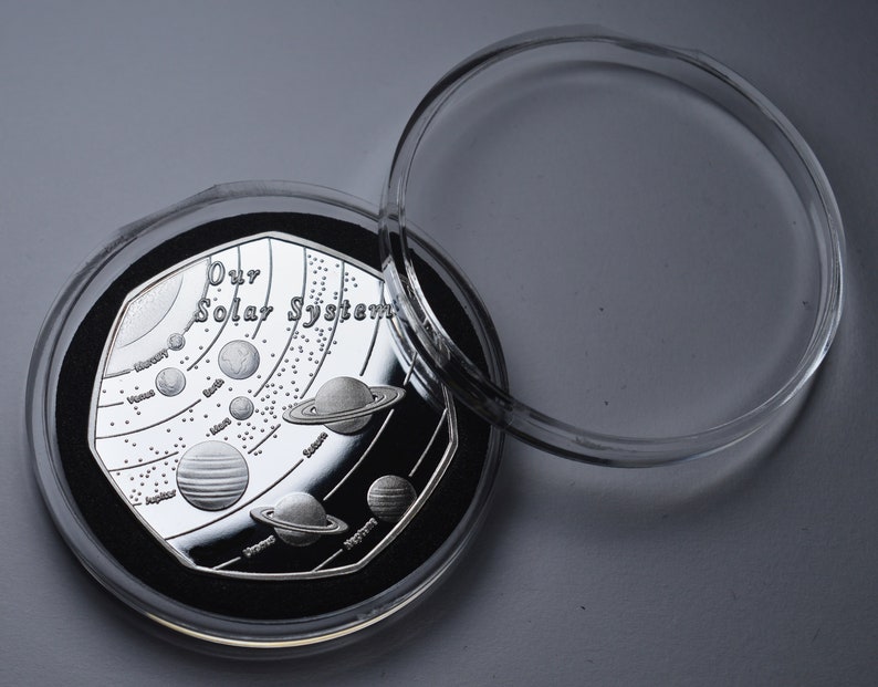 Pair of SOLAR SYSTEM .999 Silver & 24ct Gold Commemoratives in Capsules ...