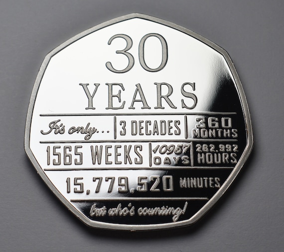 Brand New 30th Birthday Silver Commemorative. Gift/present - Etsy UK