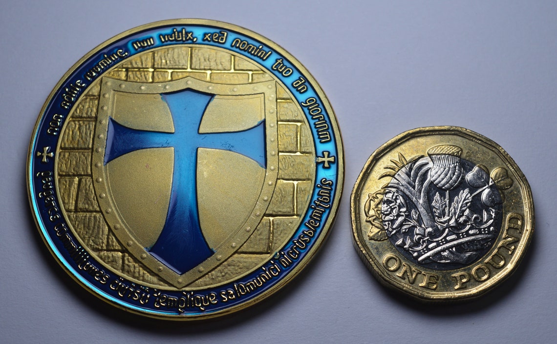 Large Masonic Knights Templar 24ct Gold Coin with Blue Enamel. | Etsy