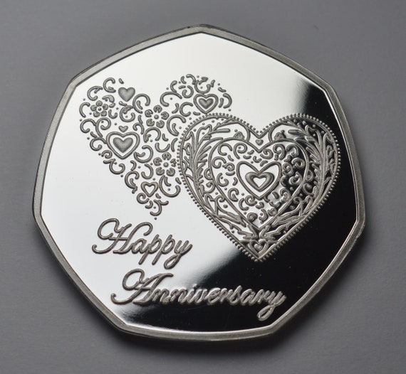 Happy Anniversary Silver Commemorative. Gift/present | Etsy UK