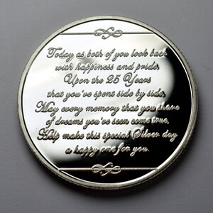 25th SILVER WEDDING ANNIVERSARY .999 Silver Commemorative. Gift/present ...