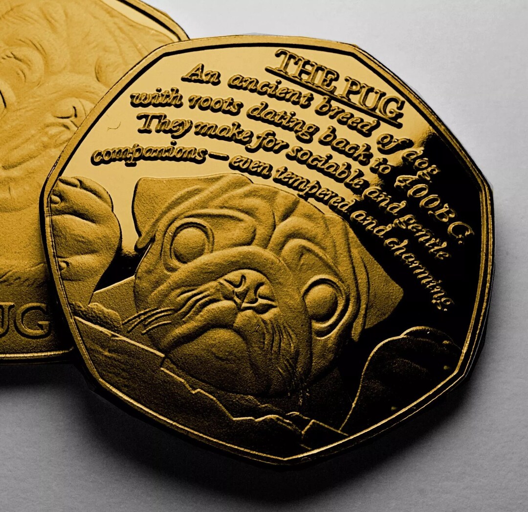 Brand New 'THE PUG' 24ct Gold Commemorative Coin. Favourite Dogs Series ...