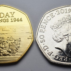 Pair of 24ct Gold WW2 Commemoratives in 50p Coin Display Case. D-DAY ...