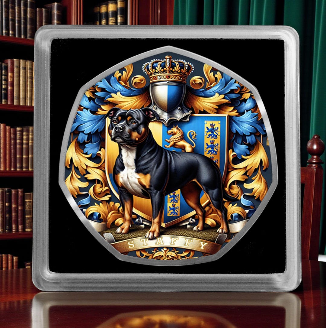 STAFFORDSHIRE BULL TERRIER Full Colour Silver Commemorative Coin in ...