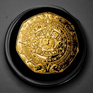 Aztec Calendar 24ct Gold Commemorative in Capsule. Mayan/maya/mexico ...