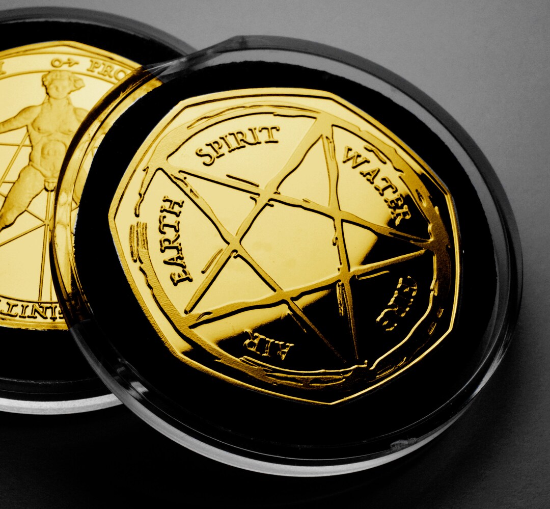 MAGIC ELEMENTS 24ct Gold Commemorative in Capsule. Pentagram, Circle of ...
