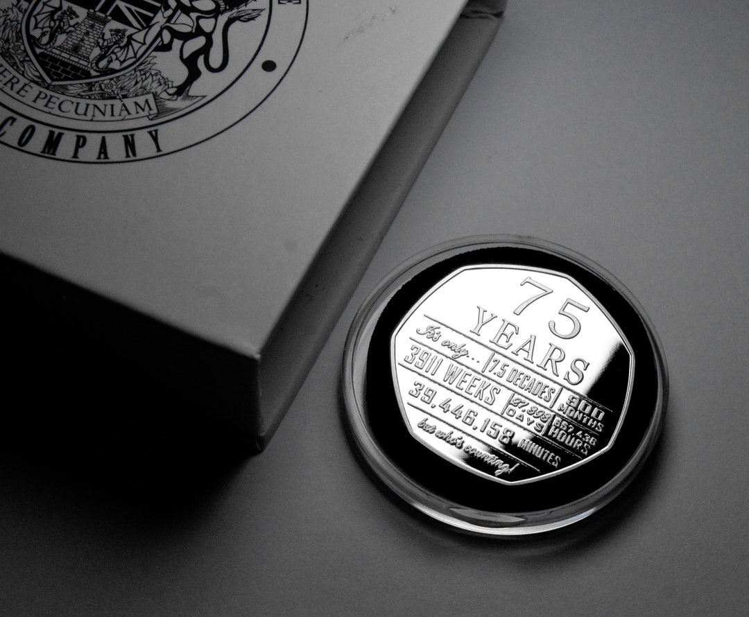 75th Birthday Silver Commemorative in Gift Box. Gift/present ...