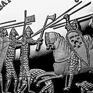 The Battle of Hastings Silver Commemorative in Capsule. Norman Conquest 1066, Bayeux Tapestry ...