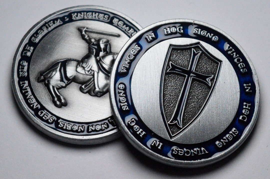 Masonic Knights Templar Antique Nickel Silver Commemorative With Blue ...