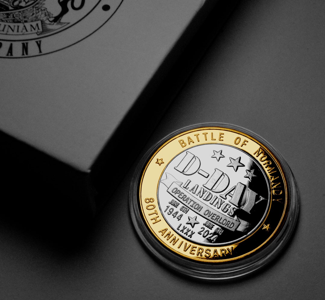 D-DAY LANDINGS 80th Anniversary Silver & 24ct Gold Commemorative Coin ...