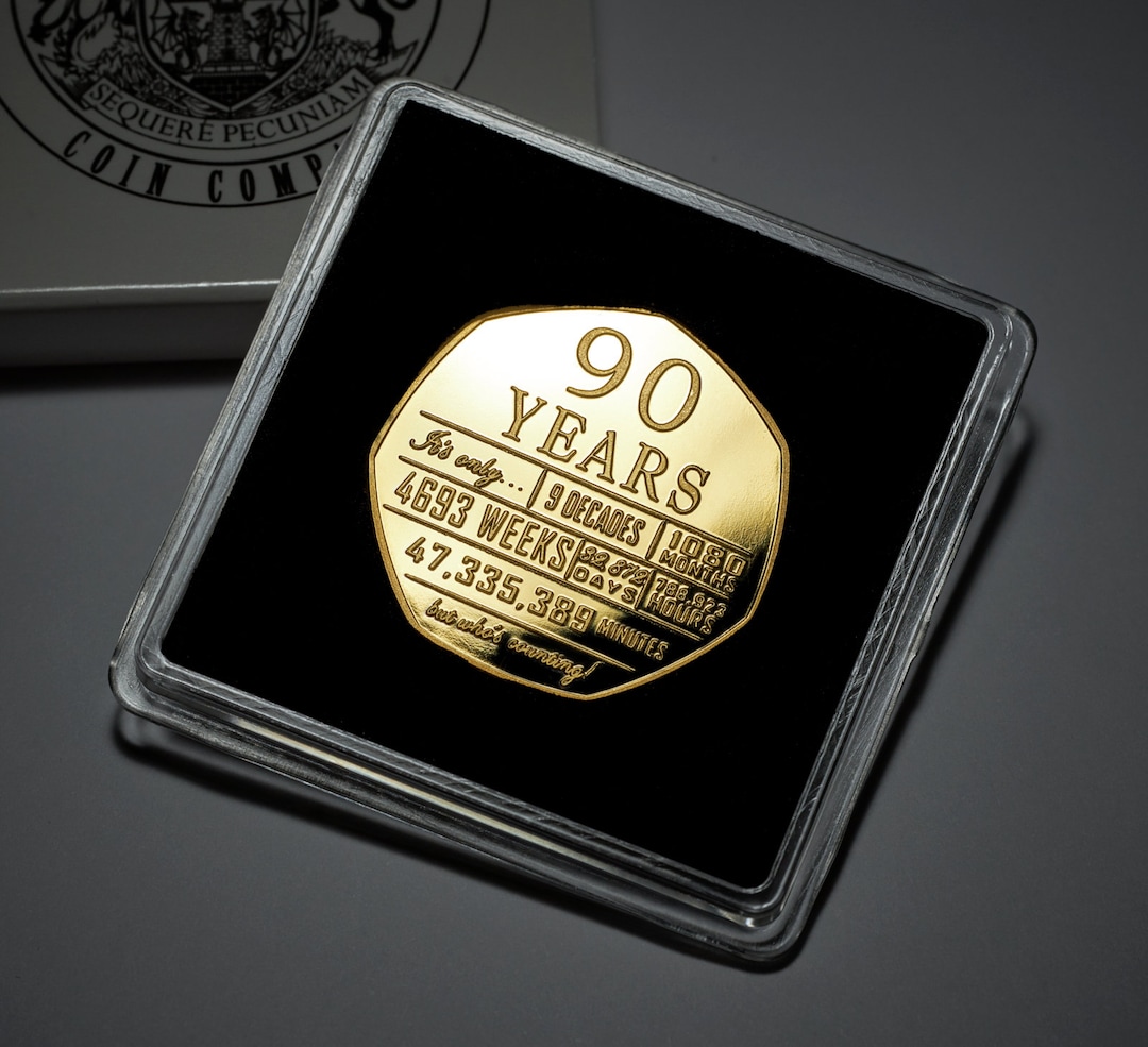 90th Birthday 24ct Gold Commemorative in Gift Case. Gift/present ...