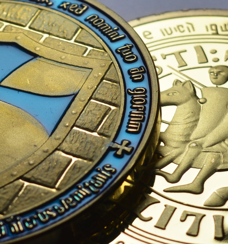 Large Masonic Knights Templar 24ct Gold Coin With Blue Enamel ...